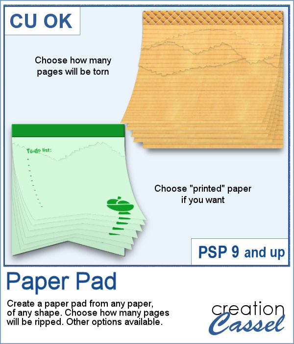 New script – Paper pad | Creation Cassel